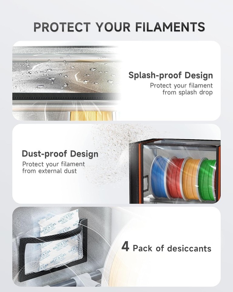 3D Printer Filament Storage Box with Desiccants - 2 Tiers Metal ...