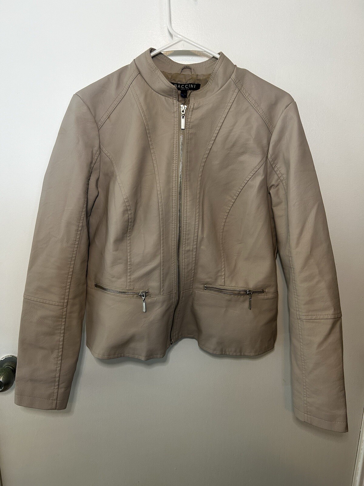 Baccini Faux leather Jacket Womens Size Medium Long S… - Gem