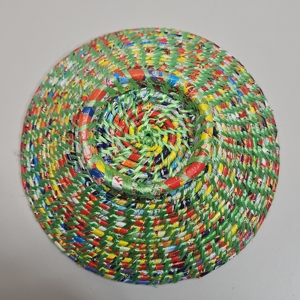 Candy Wrapper Woven Basket Bowl and 4 drink coasters | eBay
