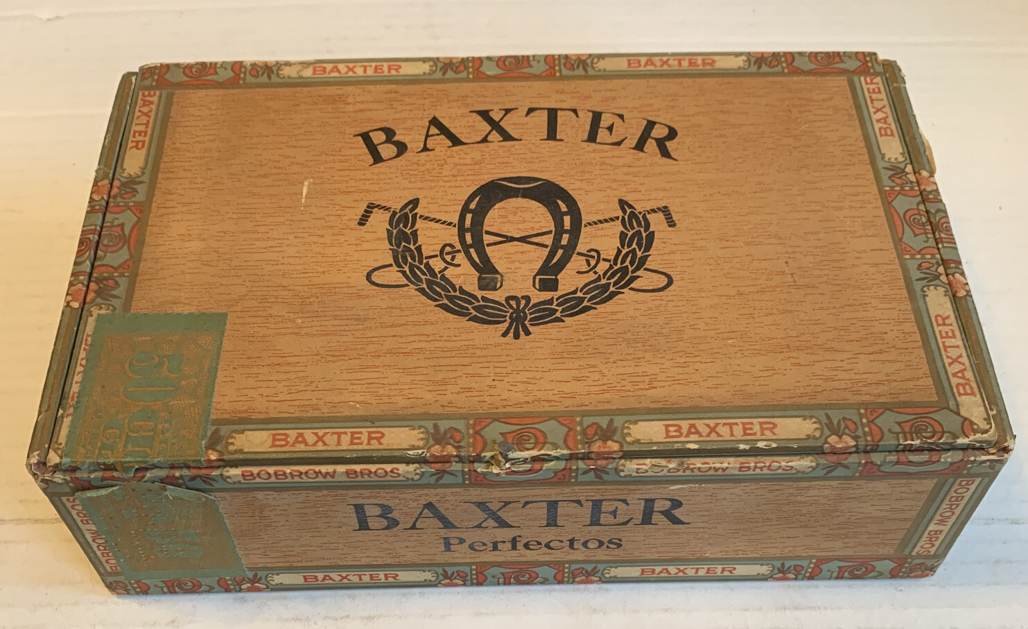Baxter Cigar Box 1926 Tax Stamp Bobrow Bros. W. Baxter Philadelphia Pa ...