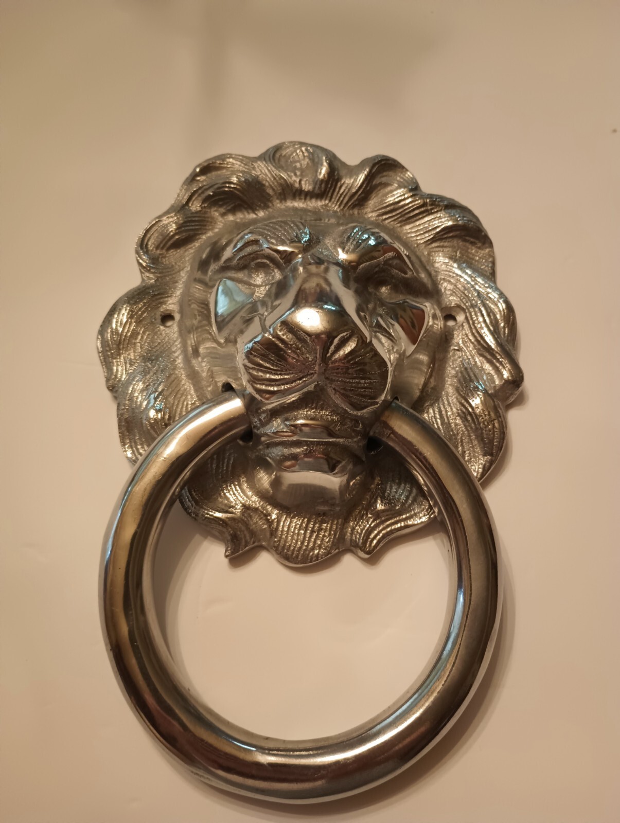 Large Silver Metal Lion Head Door Knocker Fancy Towel Rack Unused 9 x 6 ...