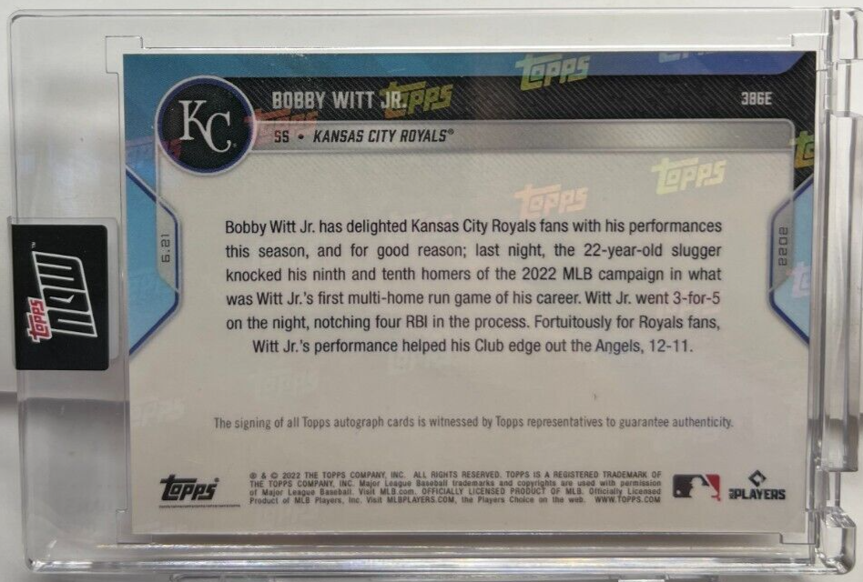 Bobby Witt Jr. 2022 Topps Now 1st MLB Multi-HR Autograph Auto RC Orange ...