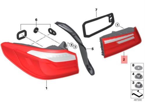 BMW 5 Series G30 Rear Taillight in Trunk Left Side Genuine OEM ...