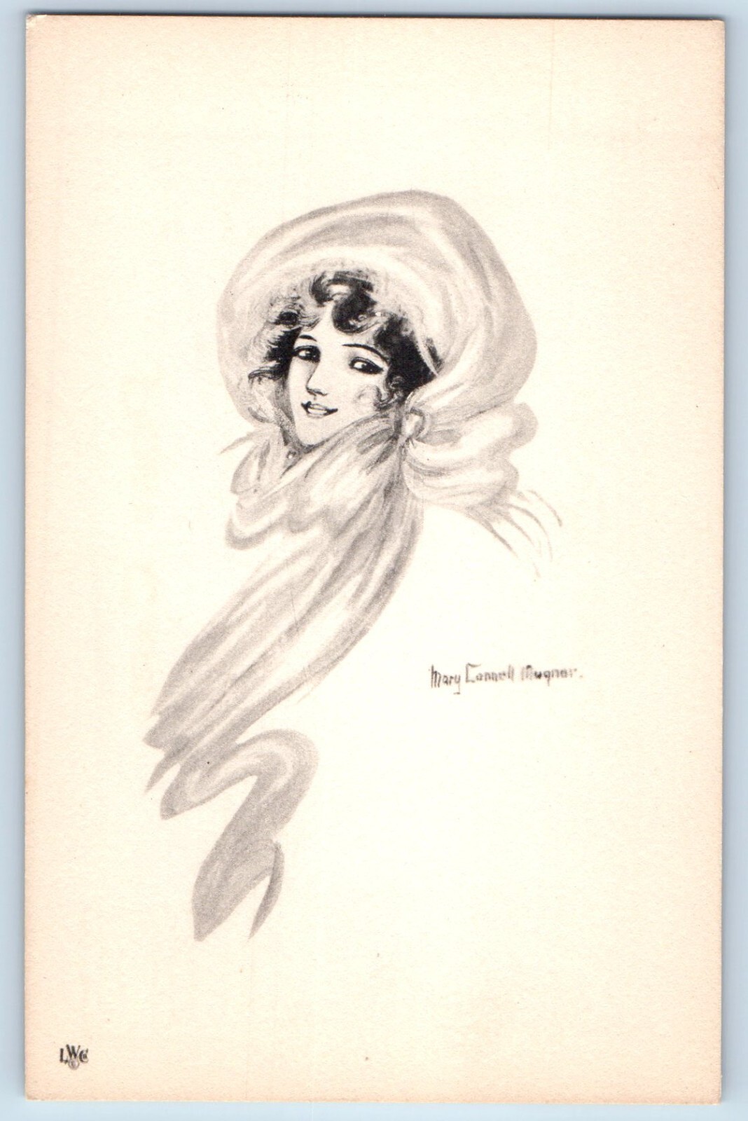Mary Connell Signed Artist Postcard Pretty Girl Bonnet c1910's Antique ...