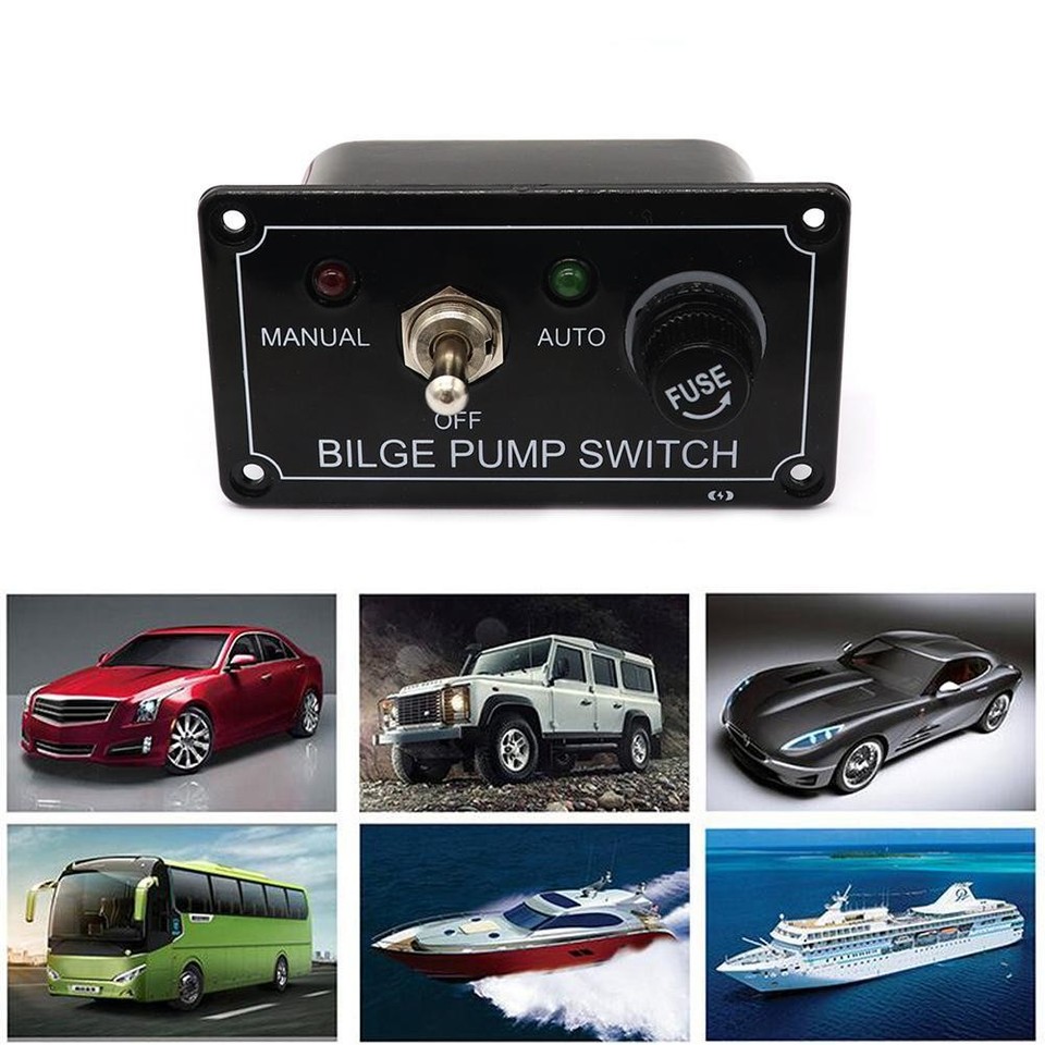 3 Way DC 12V Fused Marine Bilge Pump Switch Panel with LED Indicator ...