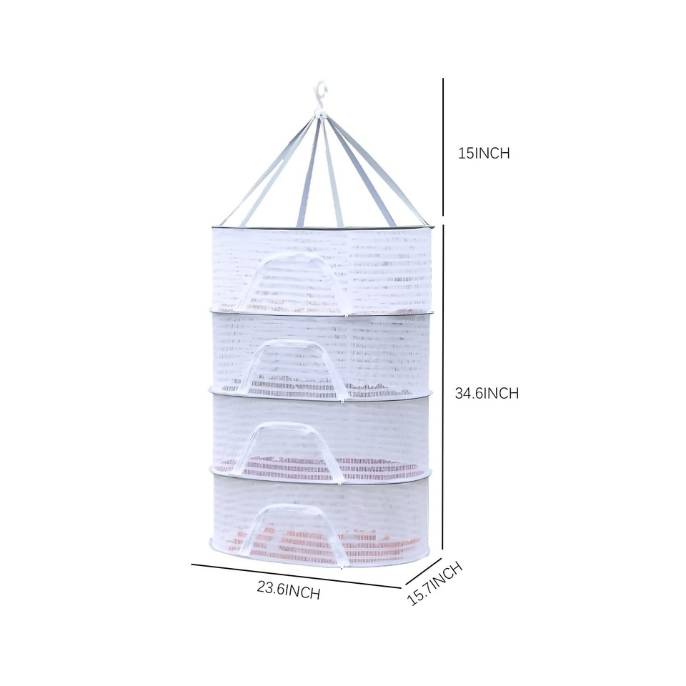 Hanging Mesh Drying Rack 4 Layer Collapsible Net Large Clothes Basket ...