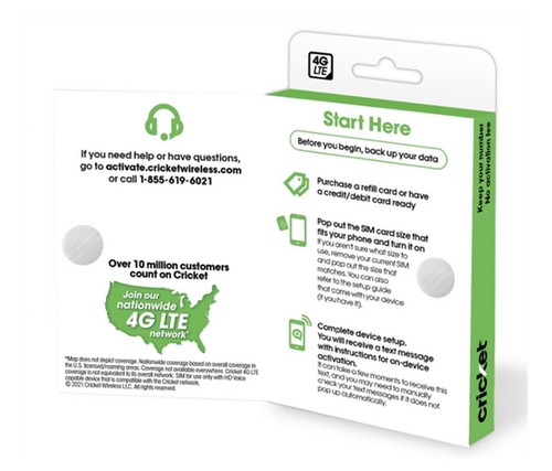 Lot of 10 New - Cricket Wireless Universal SIM Card Activation Kit 3-IN ...