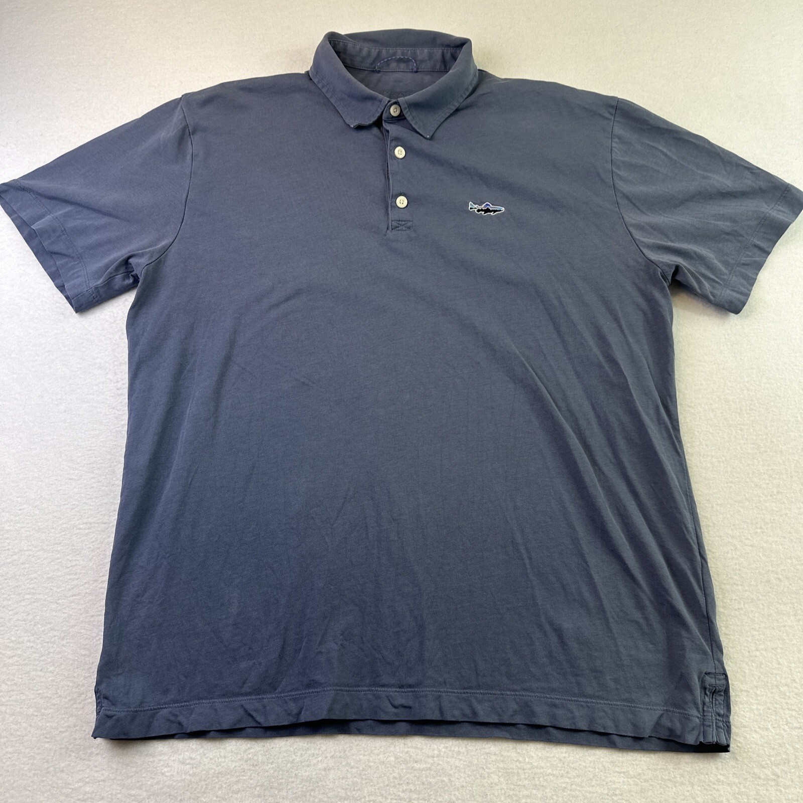Patagonia Blue Polo Shirt Fish Trout Logo Men’s Size … - Gem