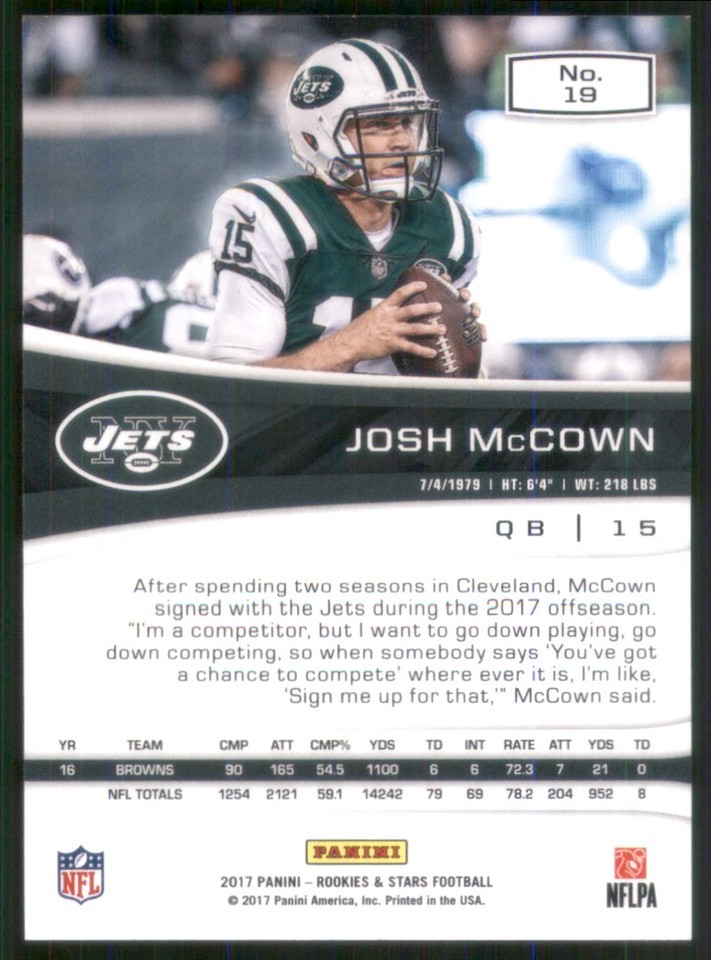 2017 Rookies & Stars #19 Josh McCown New York Jets 50049 | eBay