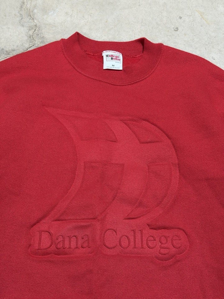 Vintage 80s Dana College Crewneck Sweater Size M Red College House ...