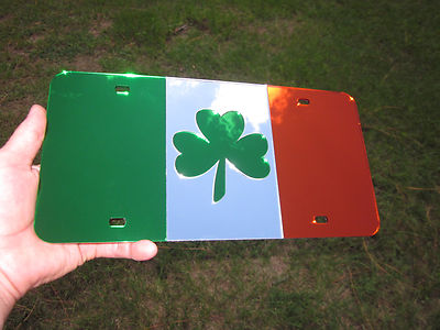 IRISH FLAG SHAMROCK IRELAND CELTIC LICENSE PLATE VANITY TAG MIRROR ...