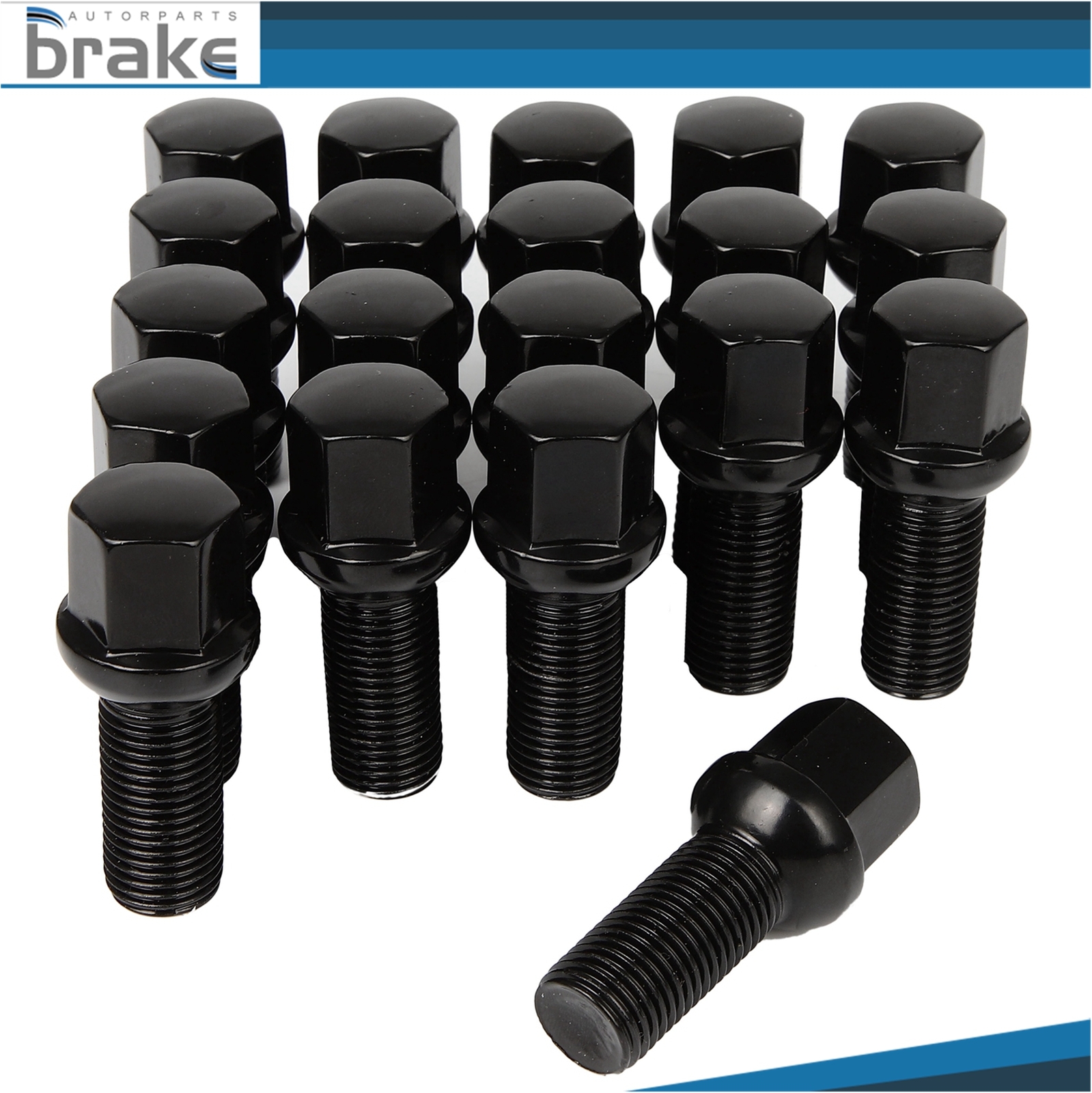 20 Pcs 14x1.5 Wheel Lug Nut Black Fits Volkswagen Beetle Golf Jetta ...