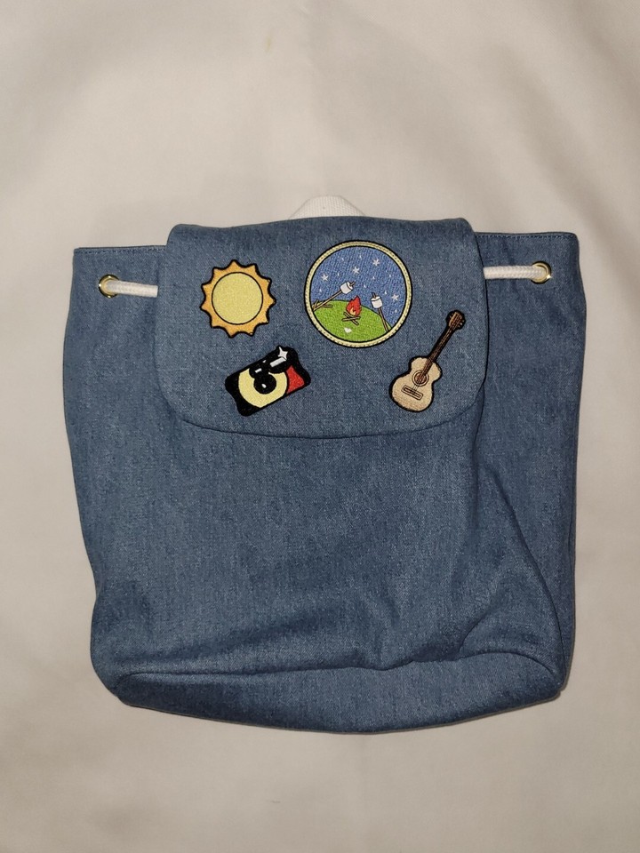 Stoney Clover Lane Denim Flap Backpack NWT SCL Bag Drawstring Camp ...