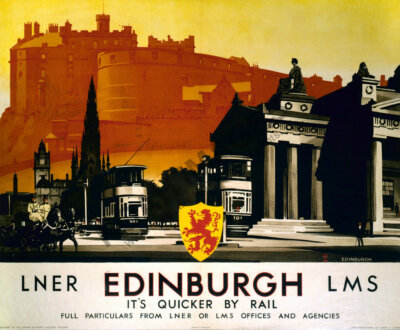 Ediburgh Scotland vintage train travel promotion poster repro 12x16 | eBay