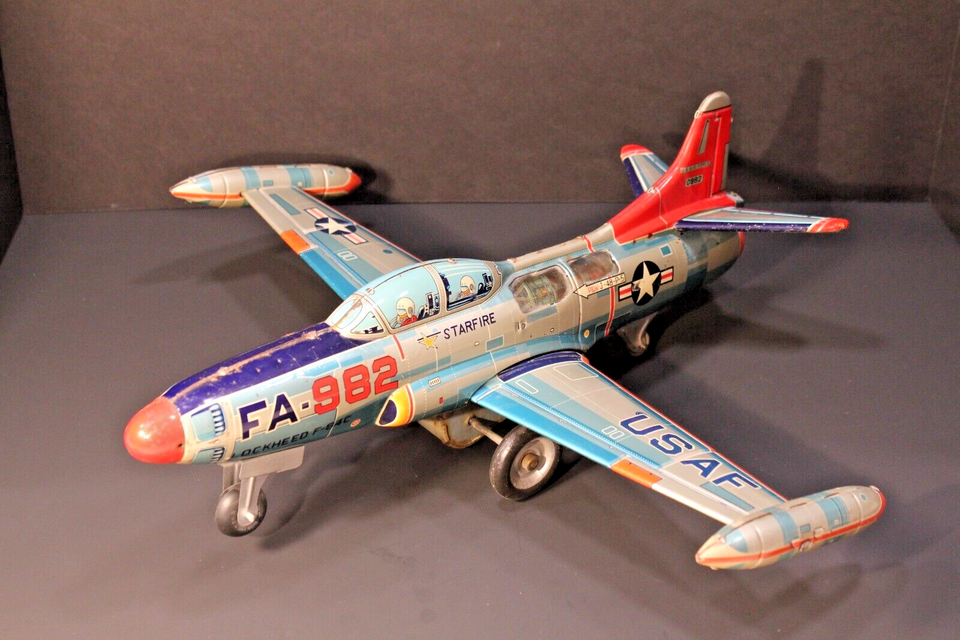 STARFIRE FA-982 1950s TOY JET PLANE TIN FRICTION 16 3/4" FUSELAGE ...