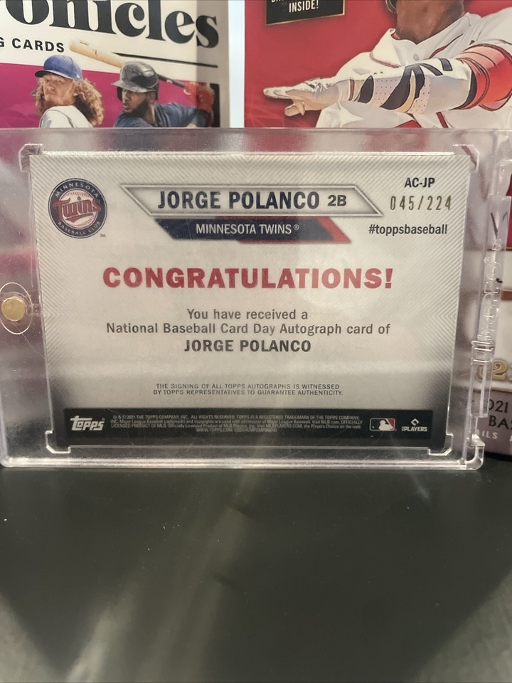 Jorge Polanco NATIONAL BASEBALL CARD DAY AUTO! 045/224 | eBay