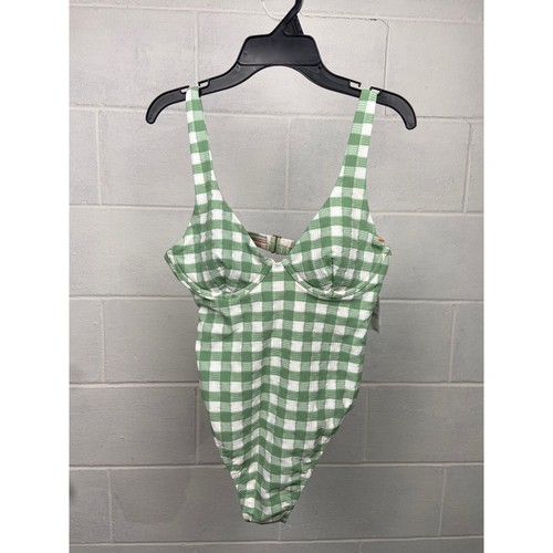 NWT Madewell Gingham Plunge Underwire Open Back One-Piece Swimsuit ...