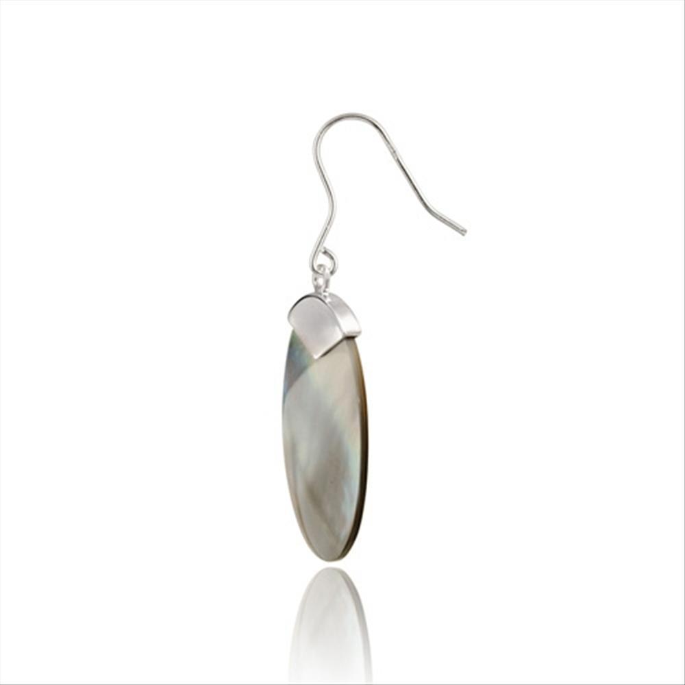 925 Silver Gray Shell Oval Dangle Earrings | eBay
