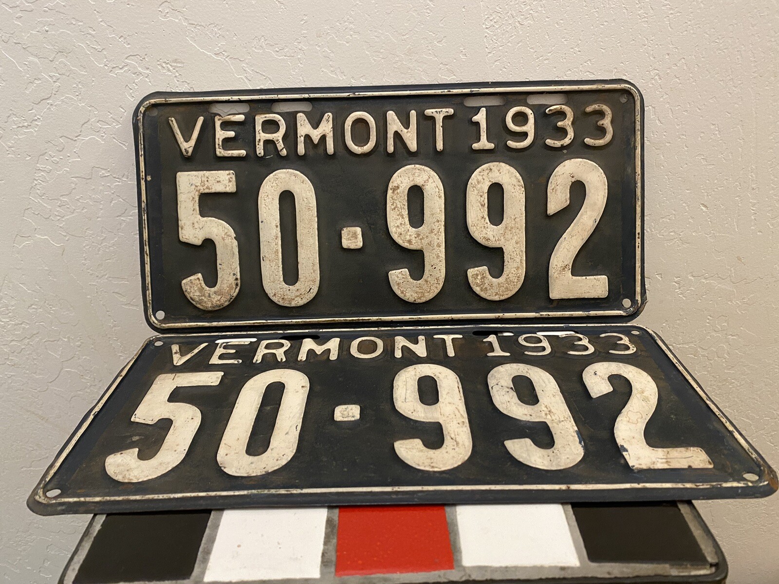 1933 33 Vermont VT License Plate Pair 50-992 | eBay