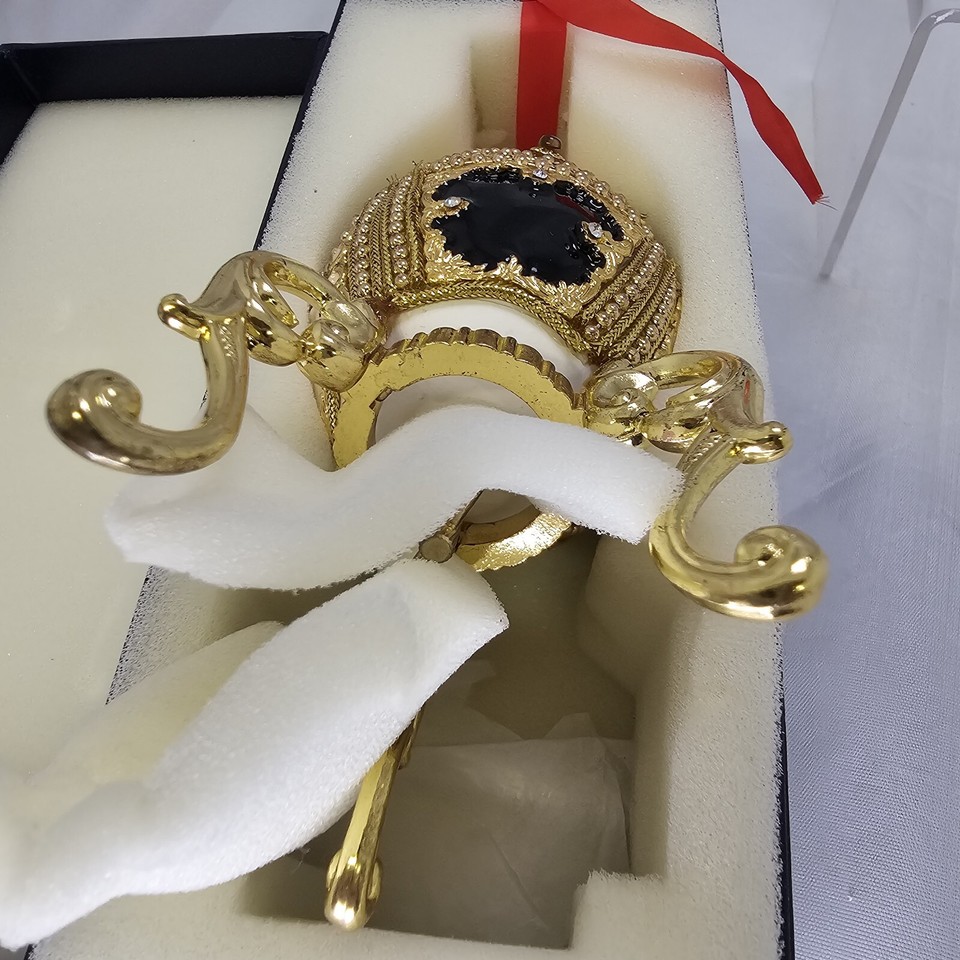 Kingspoint Design Musical Goose Egg Enamel Inlay Trinket Box Gold ...