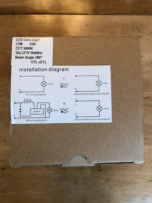 Intertek LED Corn Bulb 27W E26 CCT 5000K Beam Angle 360 New In Box | eBay