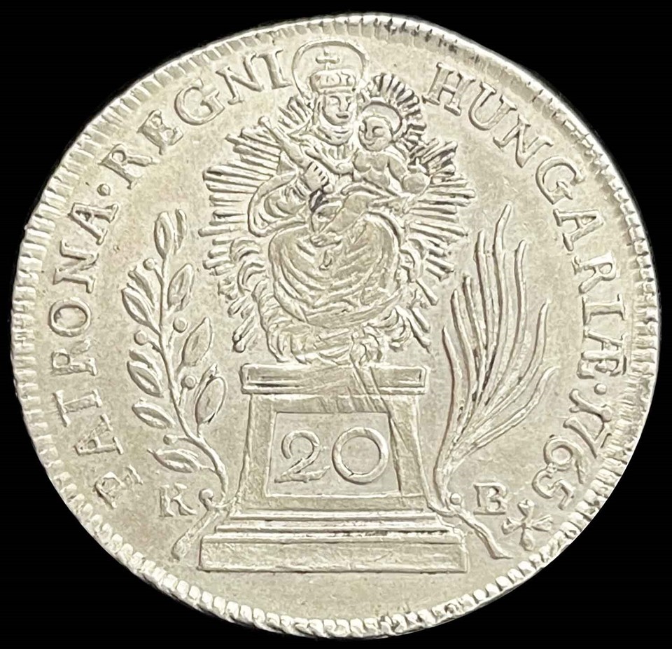 1765 SILVER AUSTRIA HUNGARY MARIA THERESIA 20 KRAJCZAR MADONNA & CHILD ...