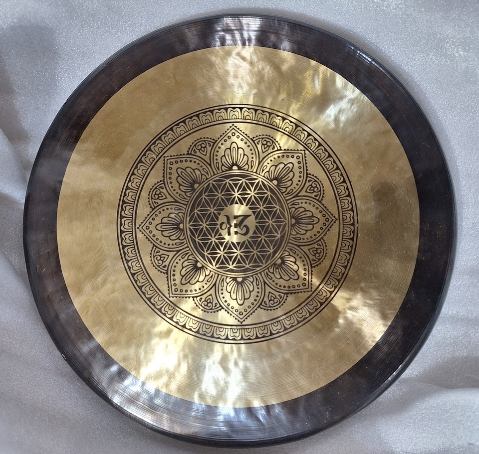 OM Flower carved Tibetan gong-Handmade gong-Chakra Healing gong-gong ...