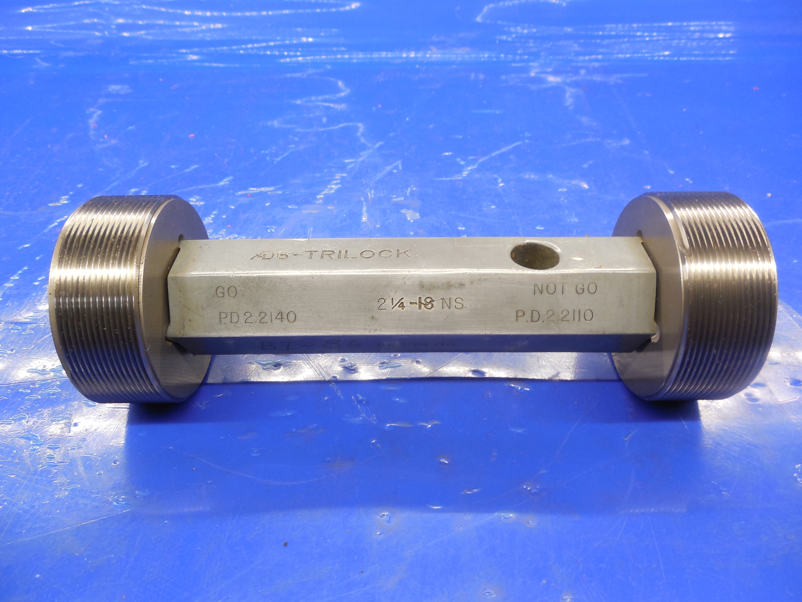 2 1/4 18 NS SET THREAD PLUG GAGE 2.25 GO NO GO P.D.'S = 2.2140 & 2.2110 ...