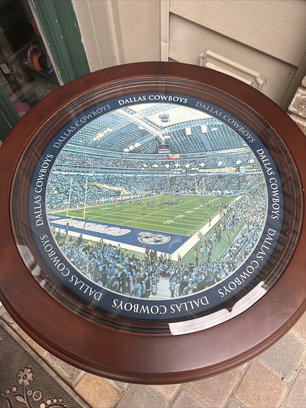 RARE 2006 Cowboys Stadium End Table Danbury Mint Dallas Wood Glass NFL ...