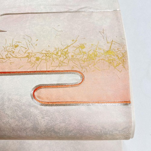 Japanese Silver-Koma Embroidery Gold Colored Fukuro Obi Kimono 112T | eBay