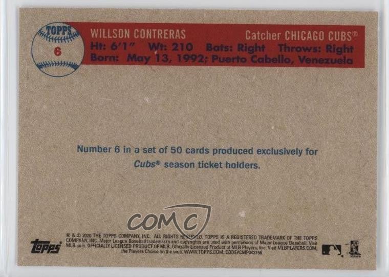 2020 Topps Chicago Cubs Season Ticket Holder Willson Contreras #6 | eBay