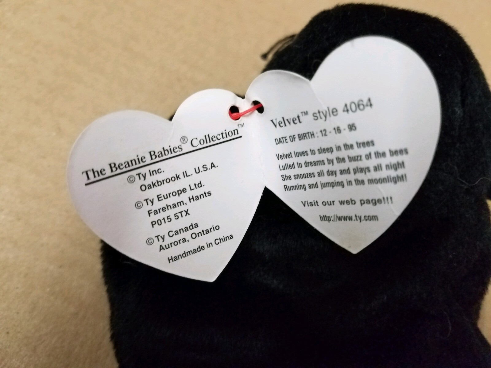 TY Beanie Baby Velvet The Black Panther Style 4064 With PVC Pellets and ...