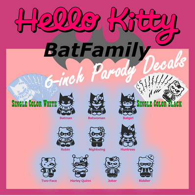 Hello Kitty DC Bat Family 6-inch Parody Vinyl Decals, Black or White | eBay