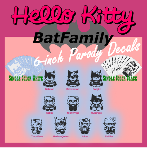 Hello Kitty DC Bat Family 6-inch Parody Vinyl Decals, Black or White | eBay