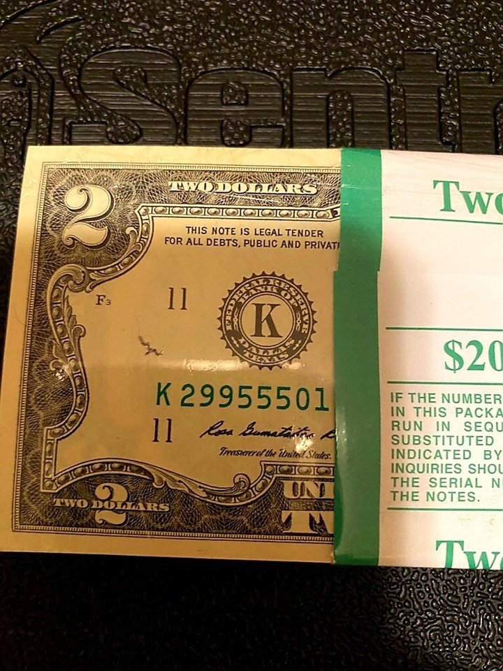 2 dollar bill bep pack 2013 with RARE Serial Number Of Consecutive 5's ...