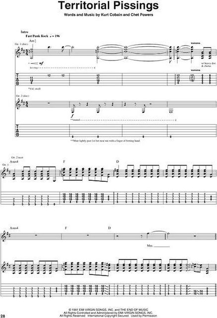 Nirvana - Nevermind Guitar Tab Songbook Kurt Cobain 1993 Hal Leonard ...