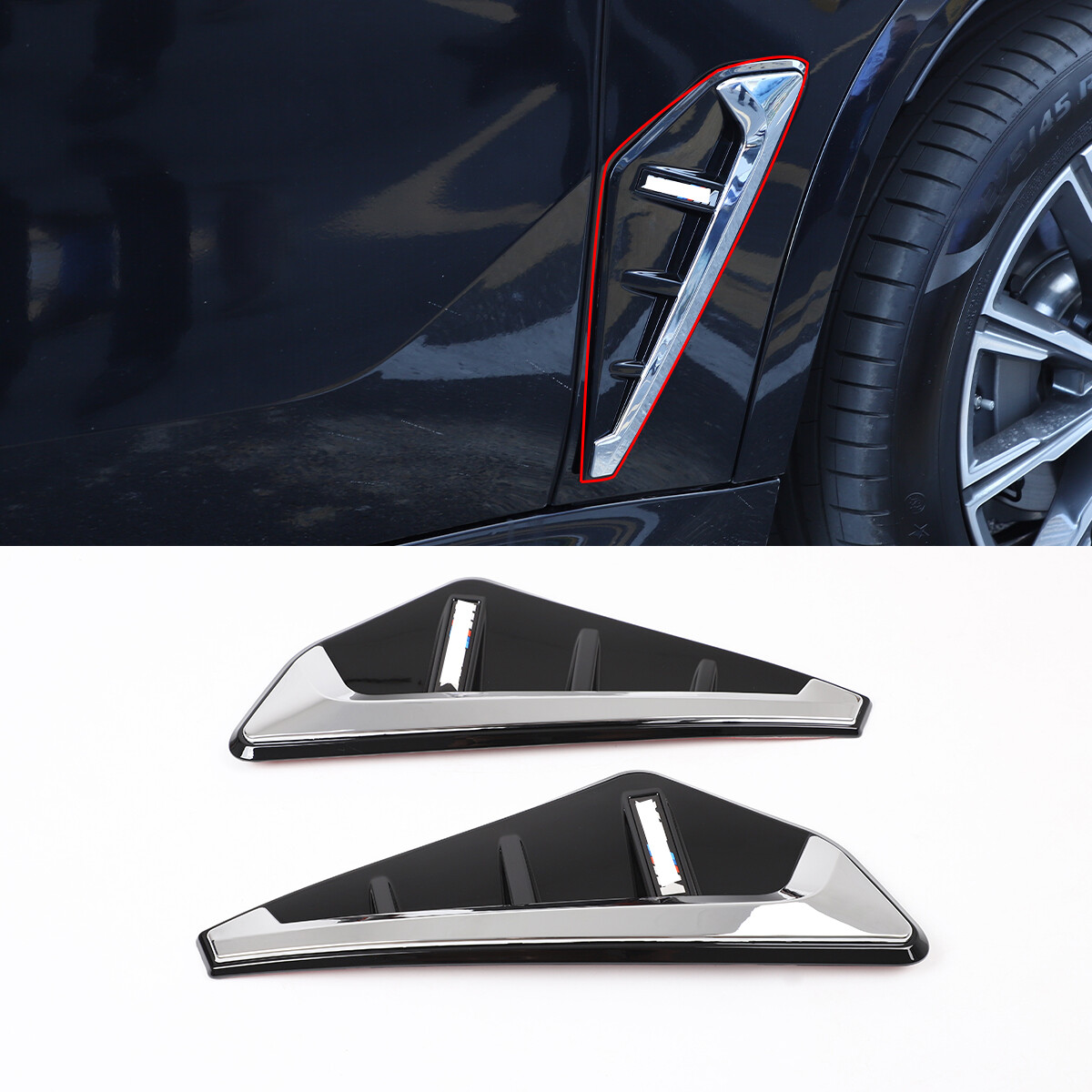 Silver ABS Side Fender Grillle Air Vents Trim For BMW X5 X5M G05 2019 ...