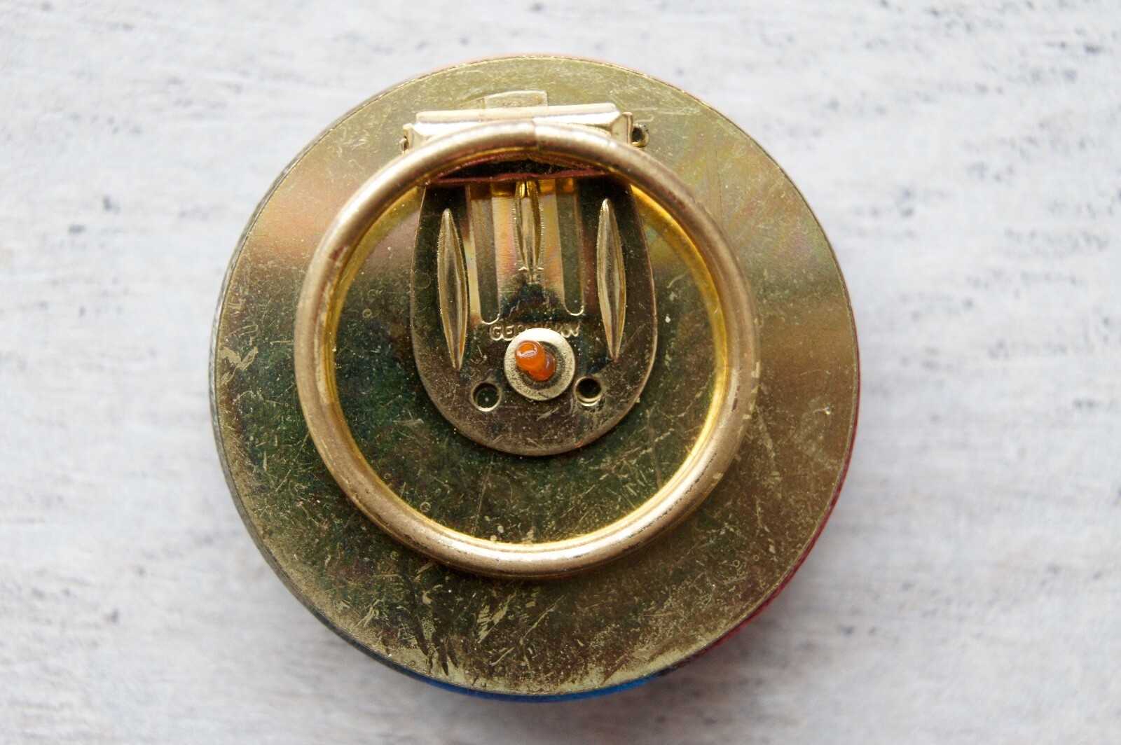 Vintage Round Scarf Clip Pin Burgundy Blue Green Abstract Modern on ...