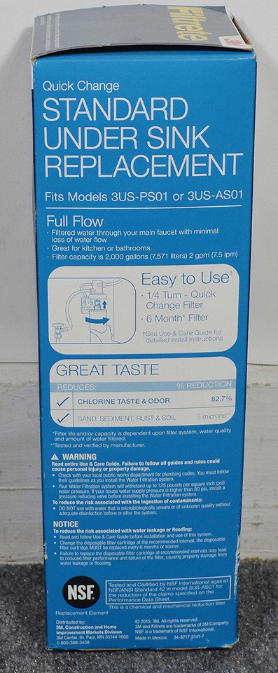 3M Filtrete Quick Change Standard Under Sink Replacement 3US-AF01 or ...