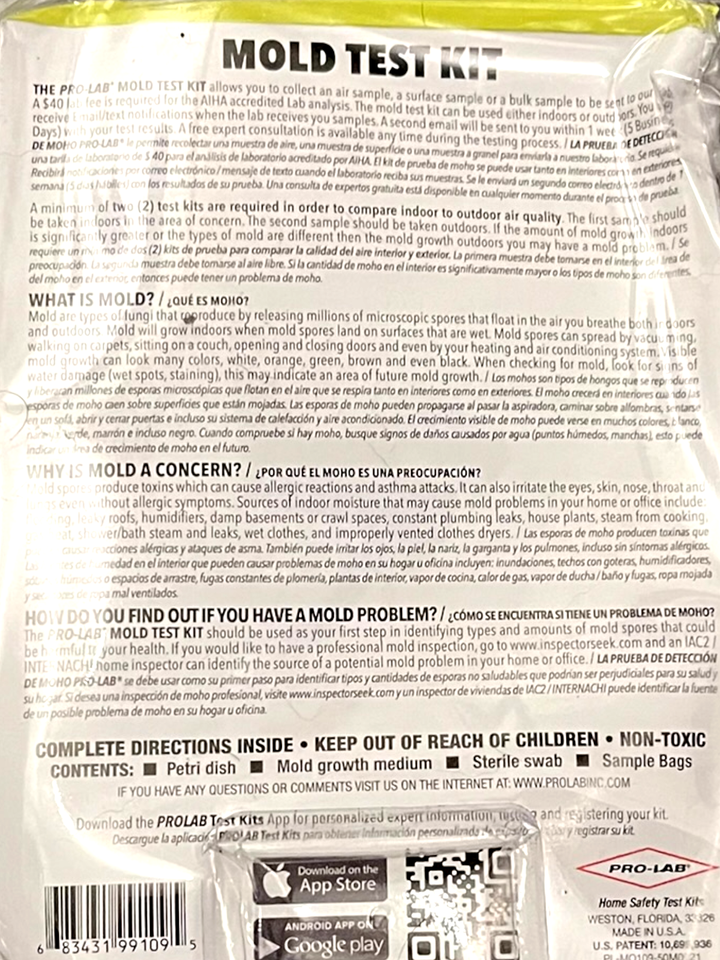 PRO-LAB Mold Test Kit Do It Yourself Test Kit, MO109, Mildew Tester ...