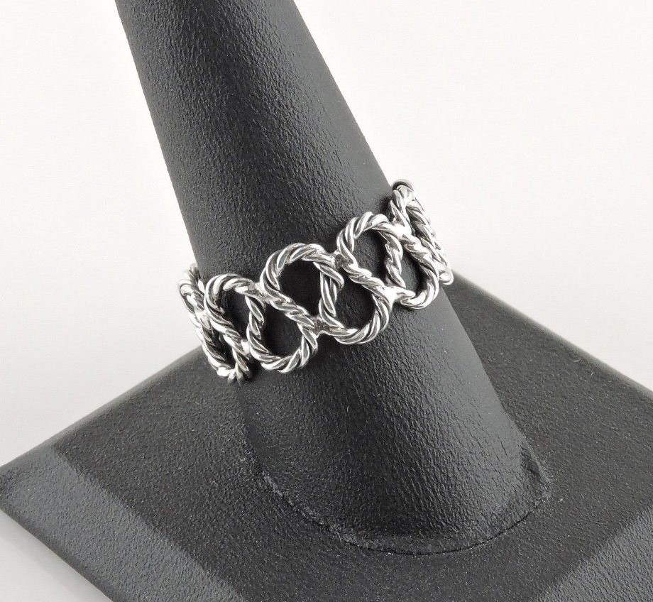 Sterling Silver Twisted Looped Rope Ring | eBay
