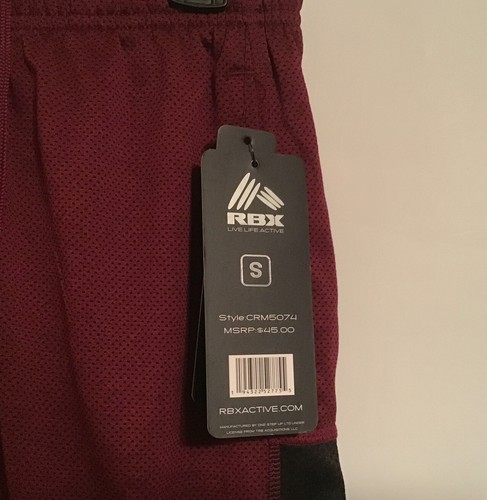 RBX Live Life Active Training Shorts Red and Black 9" Inseam Mens Size ...