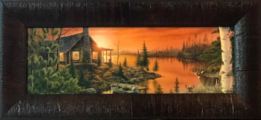Mark Daehlin Autumn Evening Cabin Art Print-Framed 17.5 x 8 | eBay