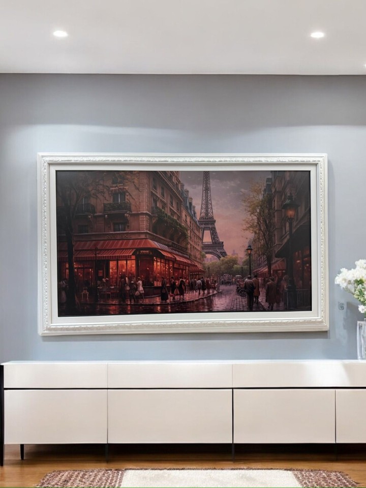 65 & 75 inch Hisense wood frame, Satin white finish,Canvas TV by ...