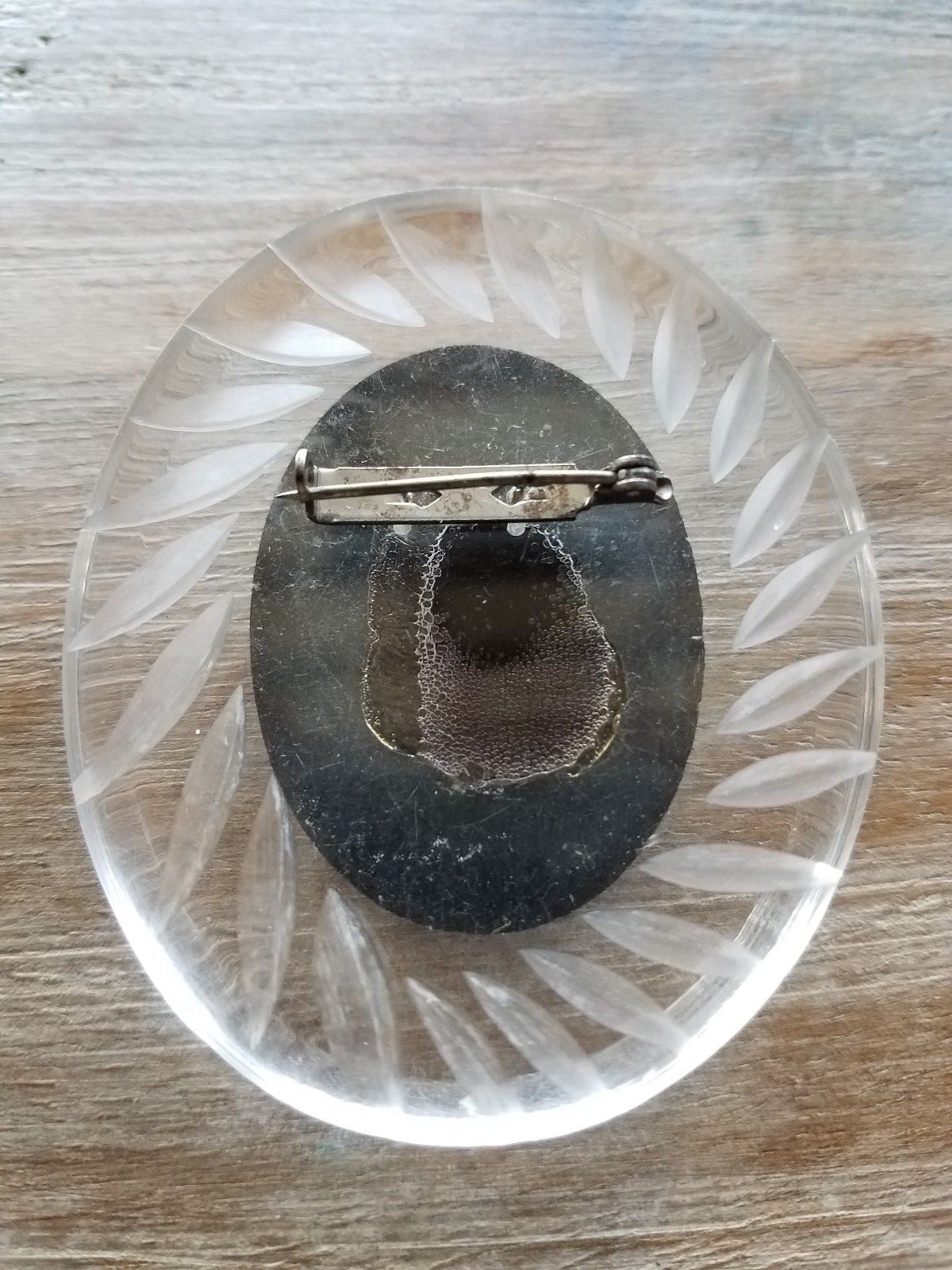 Vintage Large Clear Lucite & Black Bakelite Style Pla… - Gem