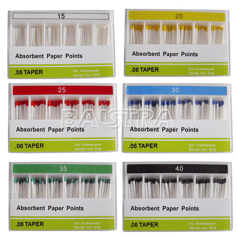 Dental Endo Absorbent Paper Points Color Coded Taper 02/.04/.06 #15-40 ...