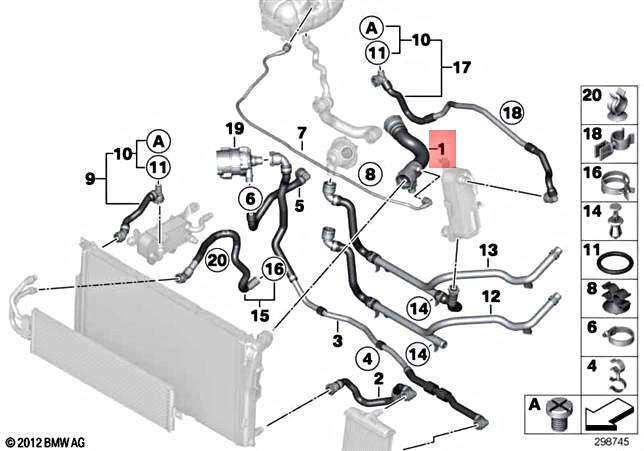 Genuine BMW F20 F20N F21 F21N F22 F23 Radiator Coolant Hose OEM ...