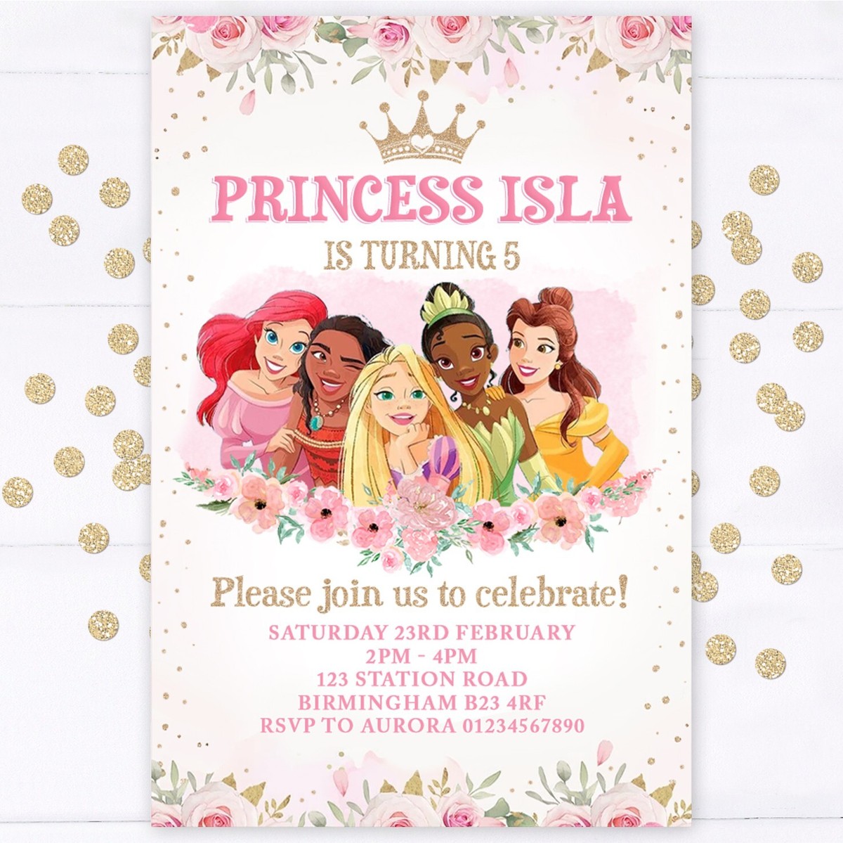 Princess Turning One Invitation Princess Castle First Birthday