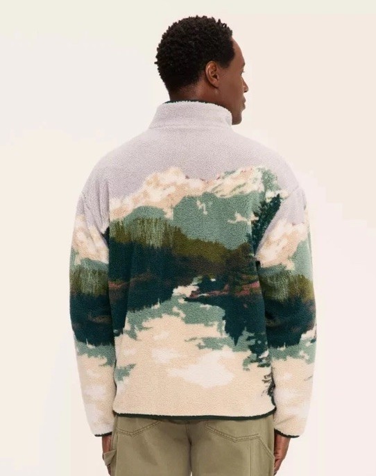 Woolrich X Target Printed Landscape Zip-Up Fleece Jacket Green Tan ...