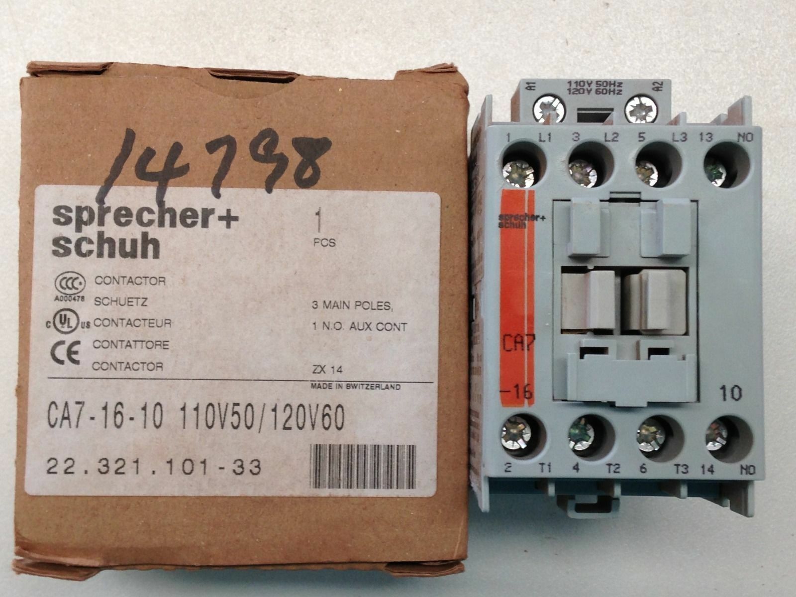 Sprecher Schuh Ca7-16-10 110v50 Contactor 3 Main Poles Ac-3 7 5kw at ...